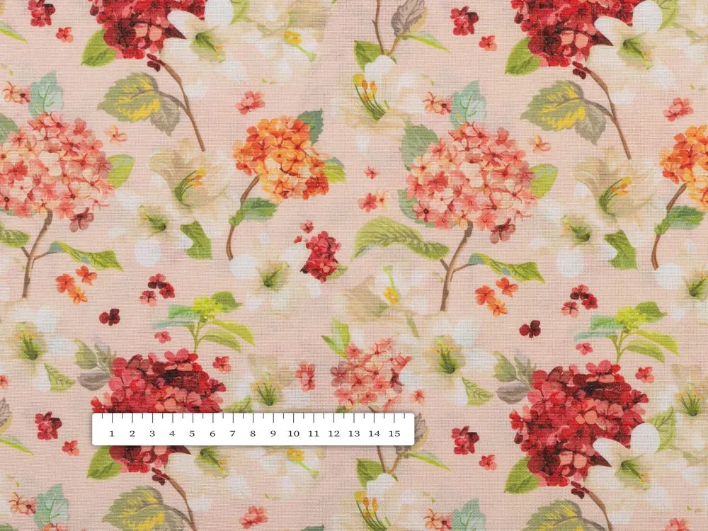 Biante Dekorační čtvercový ubrus PML-091 Hortenzie a lilie na růžovém 100x100 cm