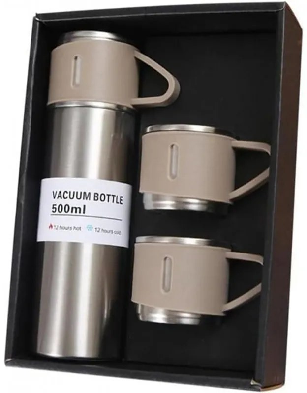 Termoska 500 ml se 3 šálky HOT&COLD, béžová