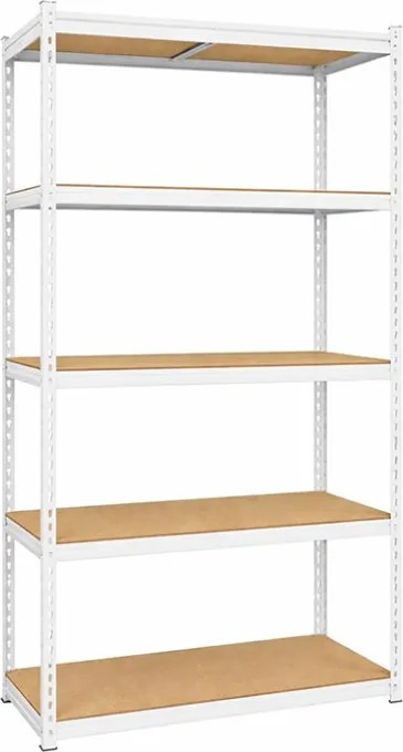 Akce 3x Regál 183x90x40 cm lakovaný 5-policový, nosnost 100 kg, RIVET - bílý