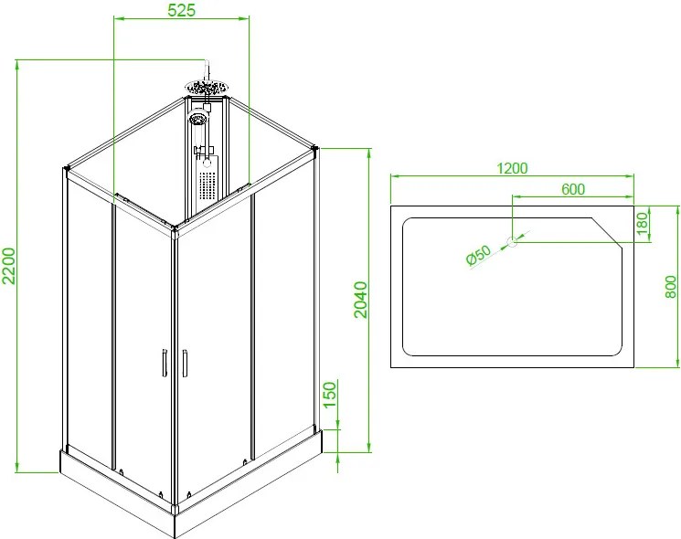 Terra Hydromasážní box ALMA-L 120x80 levý