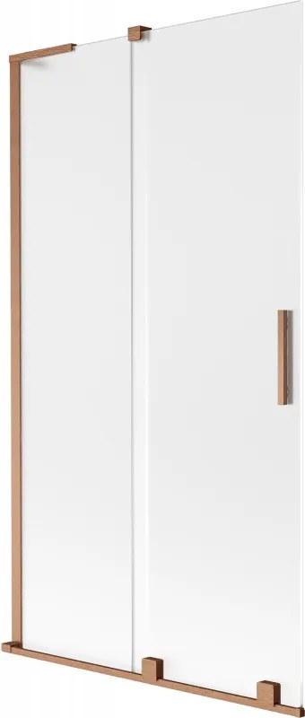 Mexen Velar L, 2-křídlová posuvná vanová zástěna 100 x 150 cm, 8mm sklo námraza, měděná matná, 896-100-003-31-65