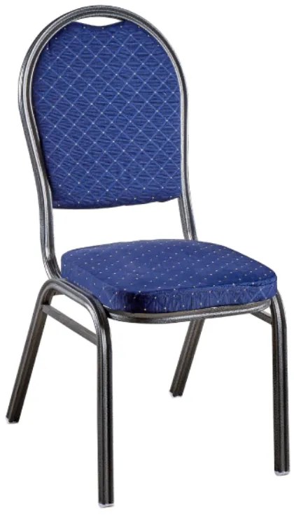 jídelní židle Tempo Kondela Jeff 2 NEW, stohovatelná, tm. modrá / šedý rám