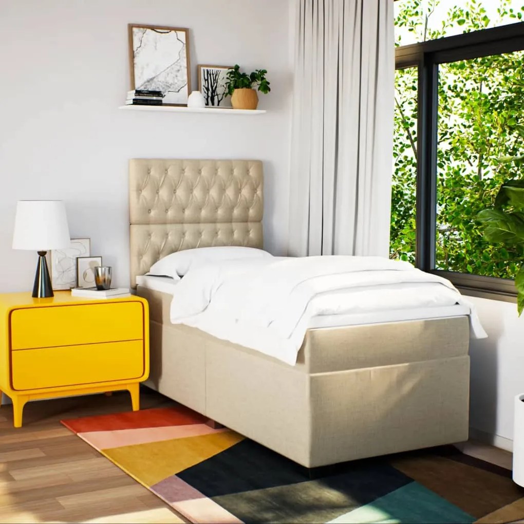 Box spring postel s matrací krémová 80 x 200 cm textil 3292627