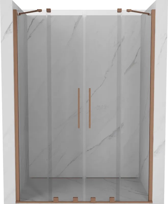 Mexen Velar Duo, posuvné dveře do otvoru 140x200 cm, 8mm čiré sklo, měděná matná, 871-140-000-02-65