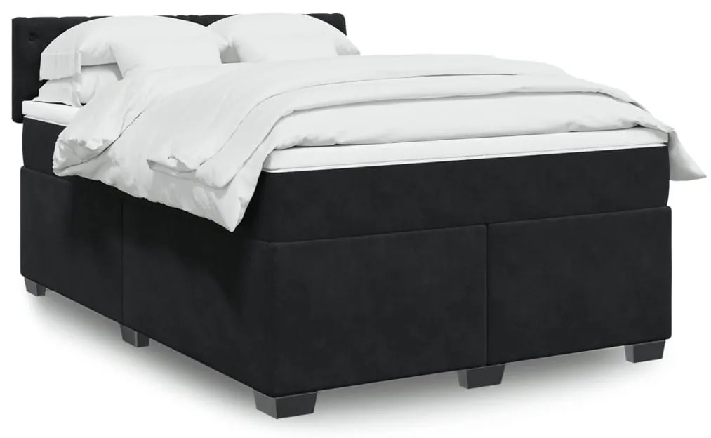 Box spring postel s matrací černá 160x200 cm samet 3286362