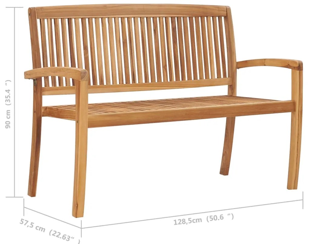 vidaXL Marketos Stohovatelná zahradní lavice s poduškou 128,5 cm masivní teak