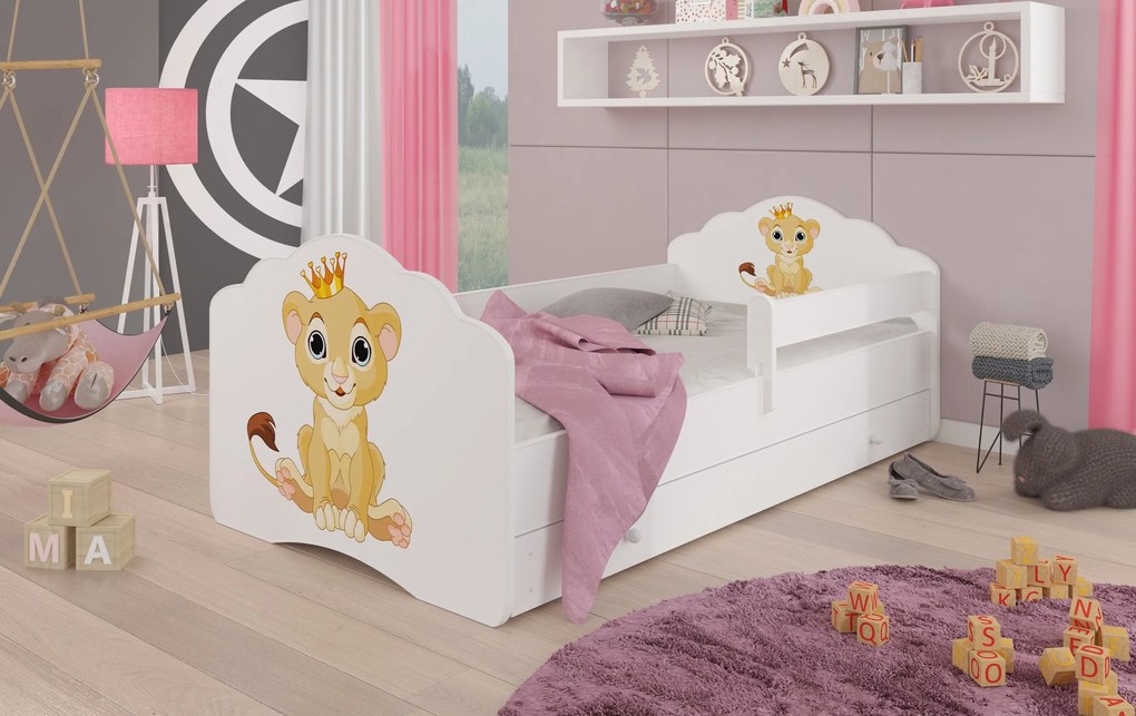 ADRK Furniture Postel s matrací, zábranou a šuplíkem CASIMO LION 160x80
