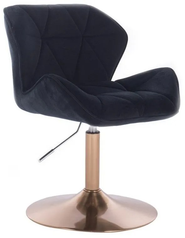 LuxuryForm DESIGN Otočná židle MILANO VELUR na zlatém talíři - černá