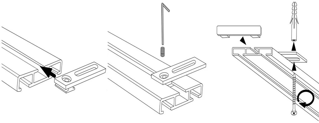 Dekodum Dvouřadá hliníková stropní kolejnicová garnýž bílá 300 cm