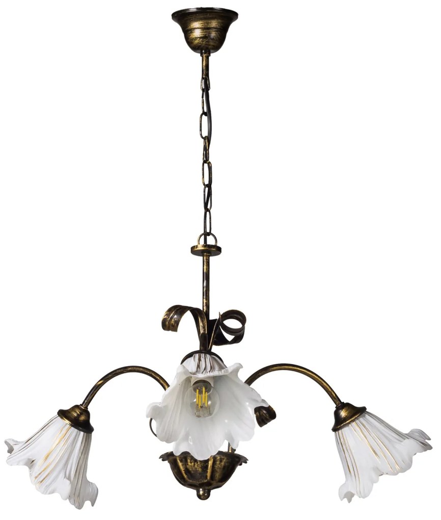Light for home - Závěsný lustr na řetězu 4133 "TOSKANA" v hnědé barvě, 3X40W, E14, hnědá, měď