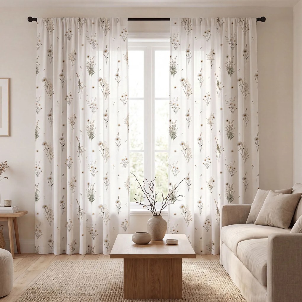 Perkálový bavlněný závěs s tunýlkem - Polní kvítí Velikost: Rozměr závěsu (v x š) - 180 x 140 cm