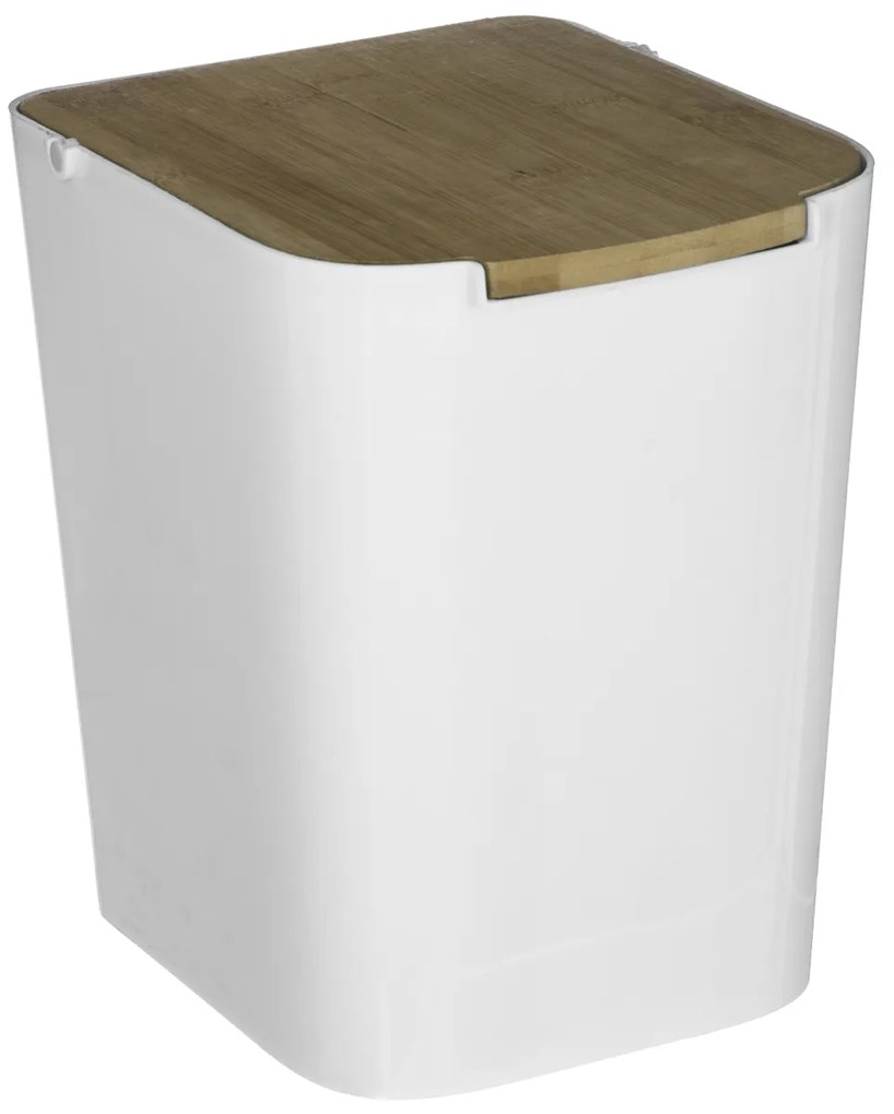 Odpadkový koš Natureo, bílá/s dřevěnými prvky, 5L