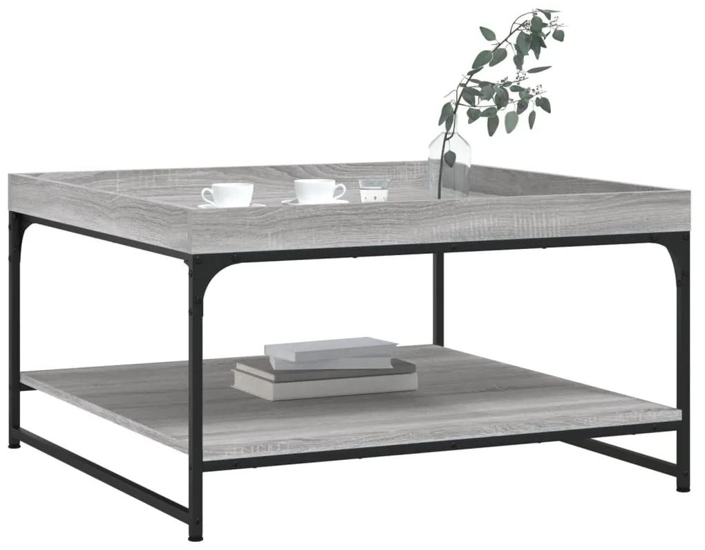 Konferenční stolek šedý sonoma 80x80x45 cm kompozit a železo