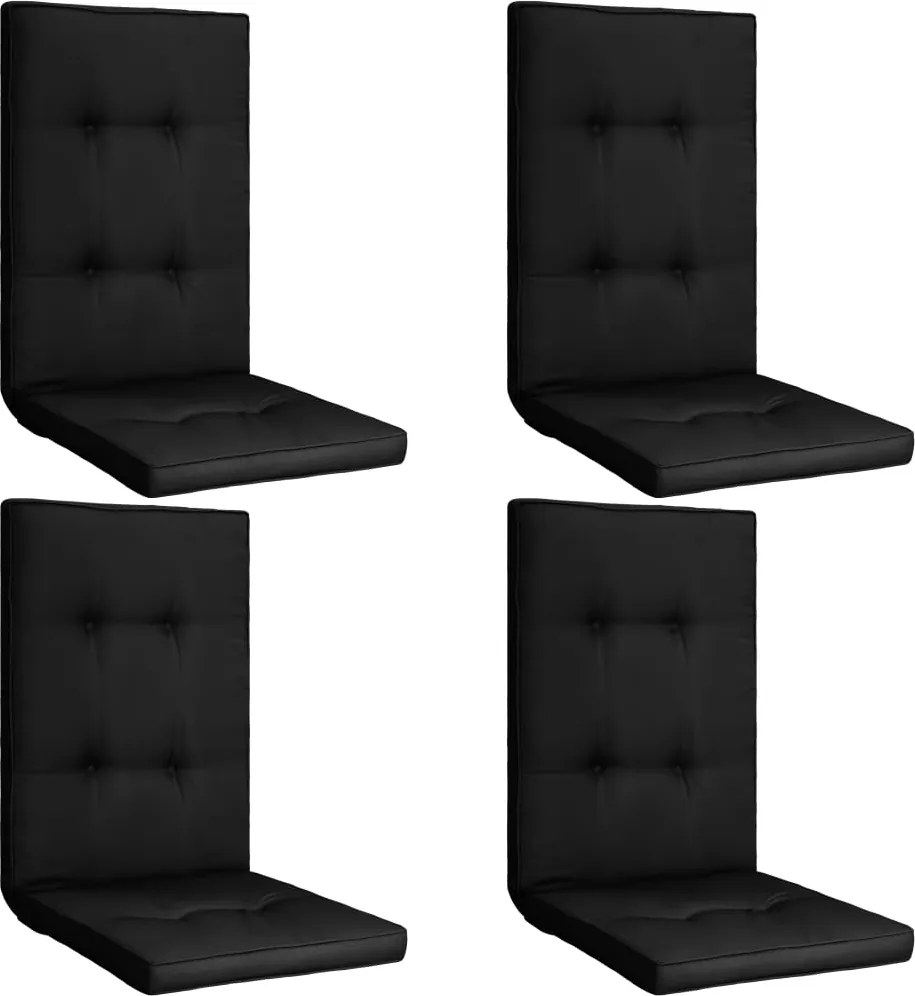 Podušky na zahradní židle - 4 ks - černé | 120x50x5 cm