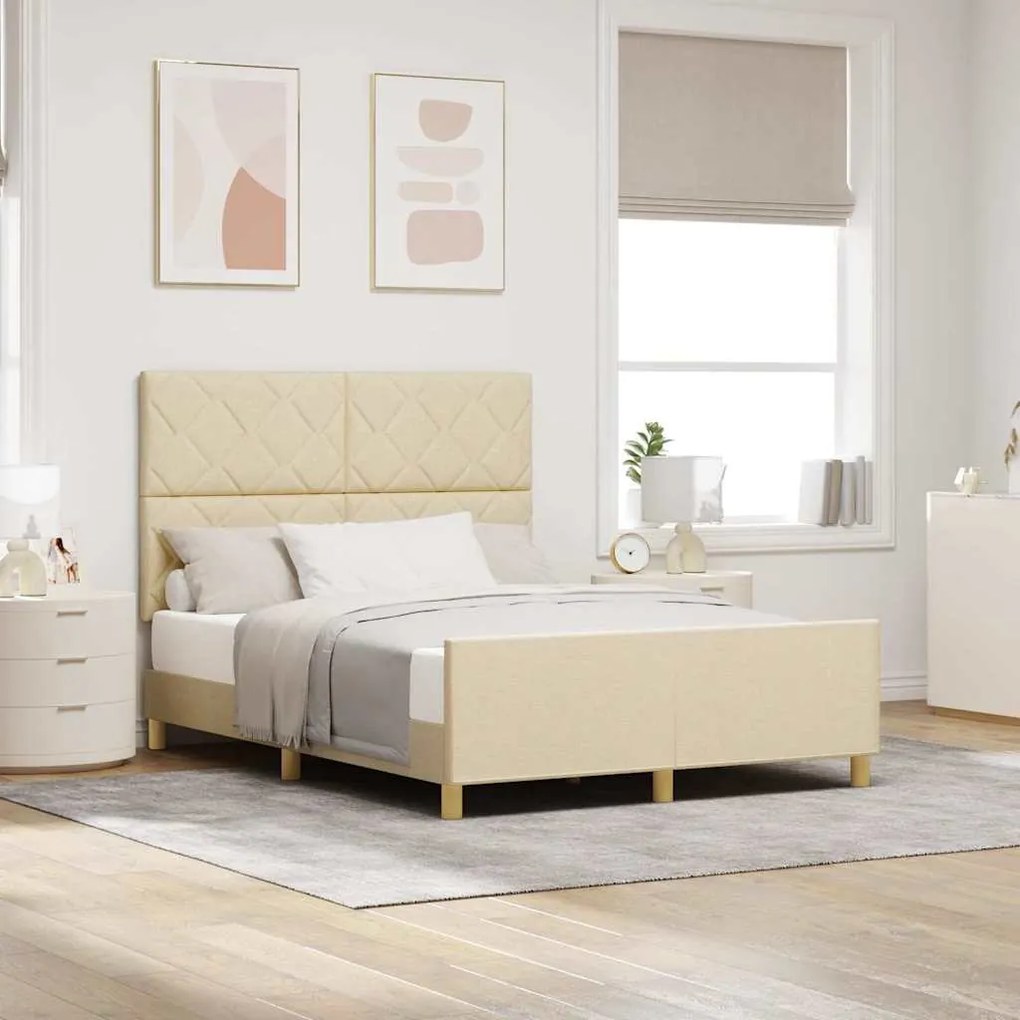 Rám postele s čelo Krémová 160 x 200 cm textil 3344821