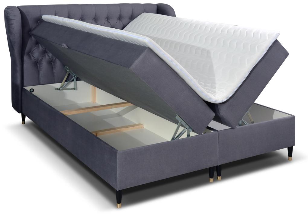 Kontinentální postel 140 cm Ortun (tmavě šedá). 1033259