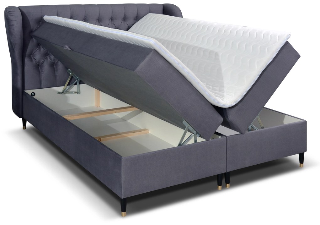 Kontinentální postel 200 cm Ortun (šedá). 1033257