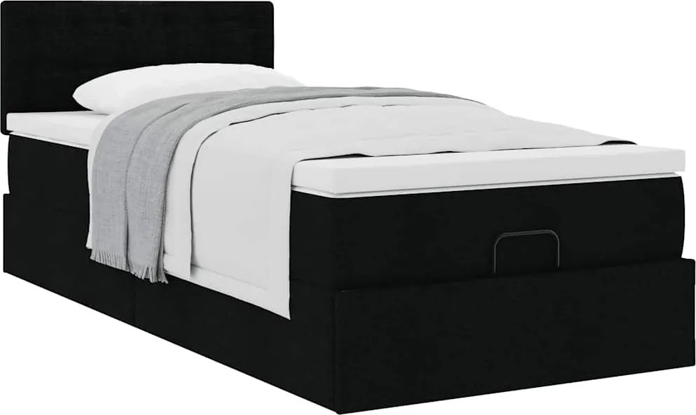 Osmanský postel s matrací černá 100x200 cm textil 3311603