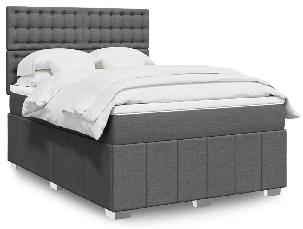 Box spring postel s matrací tmavě šedá 160x200 cm textil 3291734
