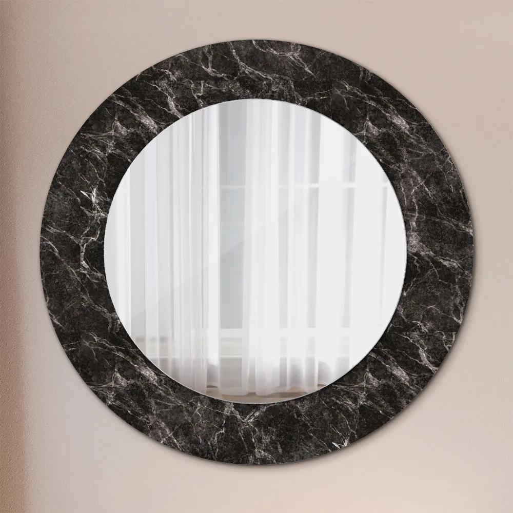 Kulaté dekorativní zrcadlo na zeď Černý mramor fi 50 cm