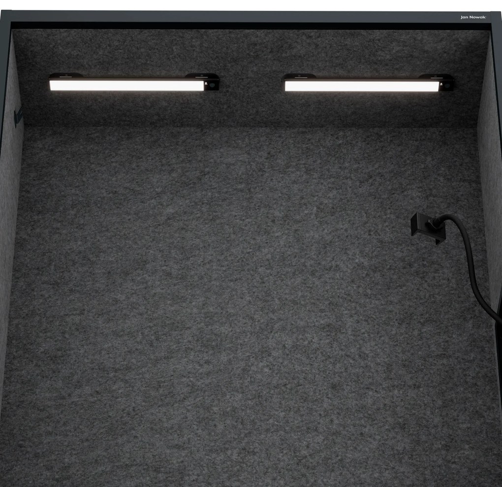 Kancelářská akustická kabina se sedátkem a USB-C portem, korpus antracitový / sedák tmavě šedá, 1150 mm: SALLY MentalBox