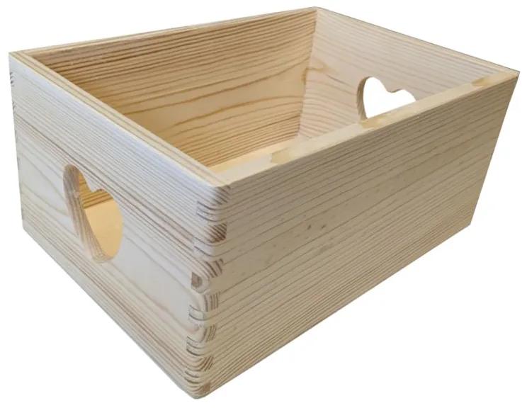 91434 Dřevěný univerzální box SRDCE, 30 x 20 x 13 cm