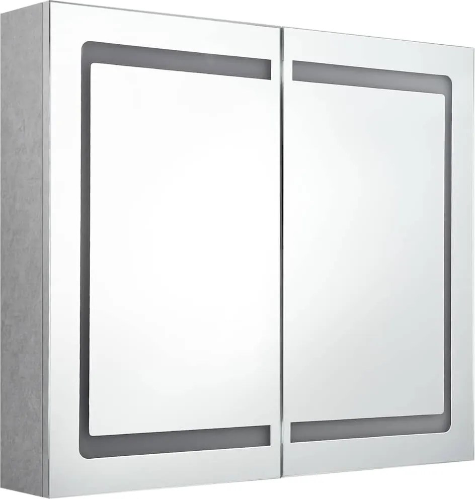LED koupelnová skříňka se zrcadlem betonově šedá 80x12x68 cm 326511