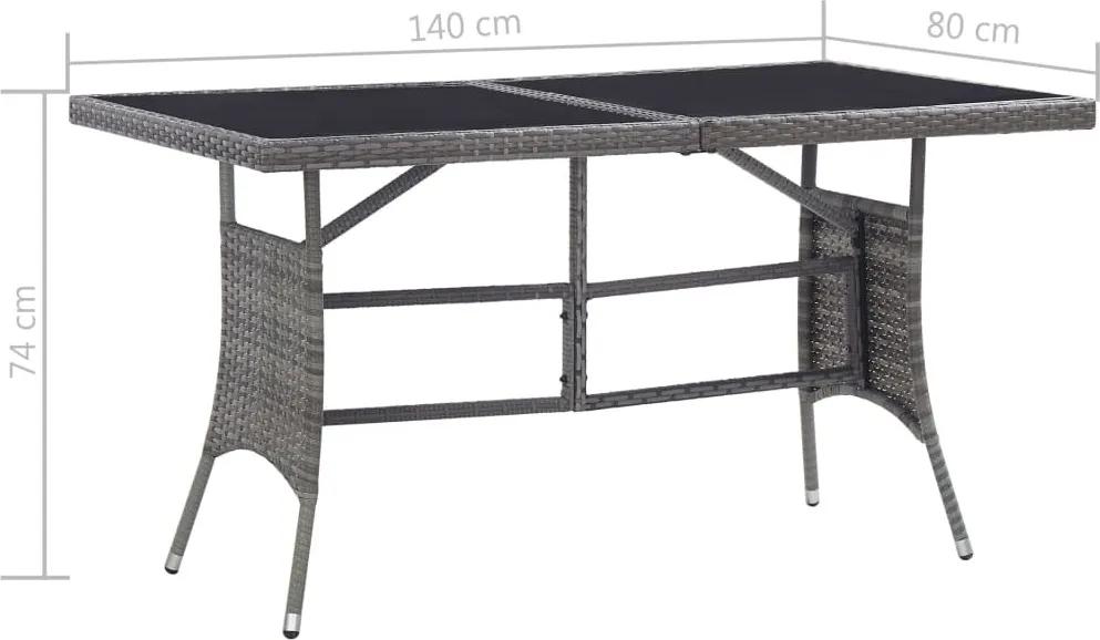 vidaXL Zahradní stůl šedý 140 x 84 x 74 cm polyratan [46414]