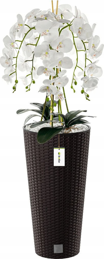 Orchidej umělá bílá kytice květy listy oblázky květináč Umbra H 110 cm