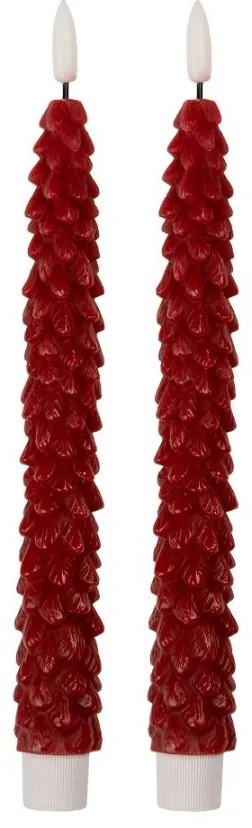 Set 2ks vínová úzká svíčka stromek Led Candle - Ø 2*25 cm / 2*AAA