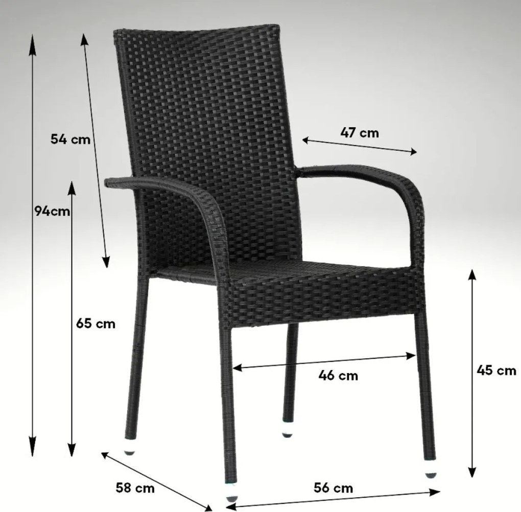 Vikio Zahradní ratanový set 90x90 pro 4 osoby DT280 antracit