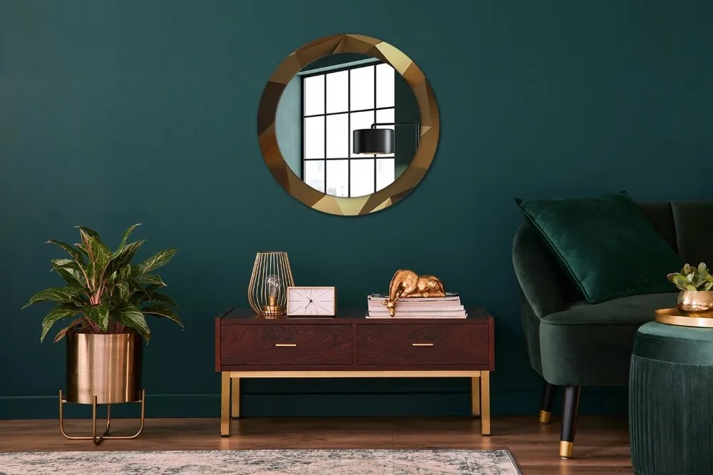 Kulaté dekorativní zrcadlo Zlatá abstrakce fi 70 cm
