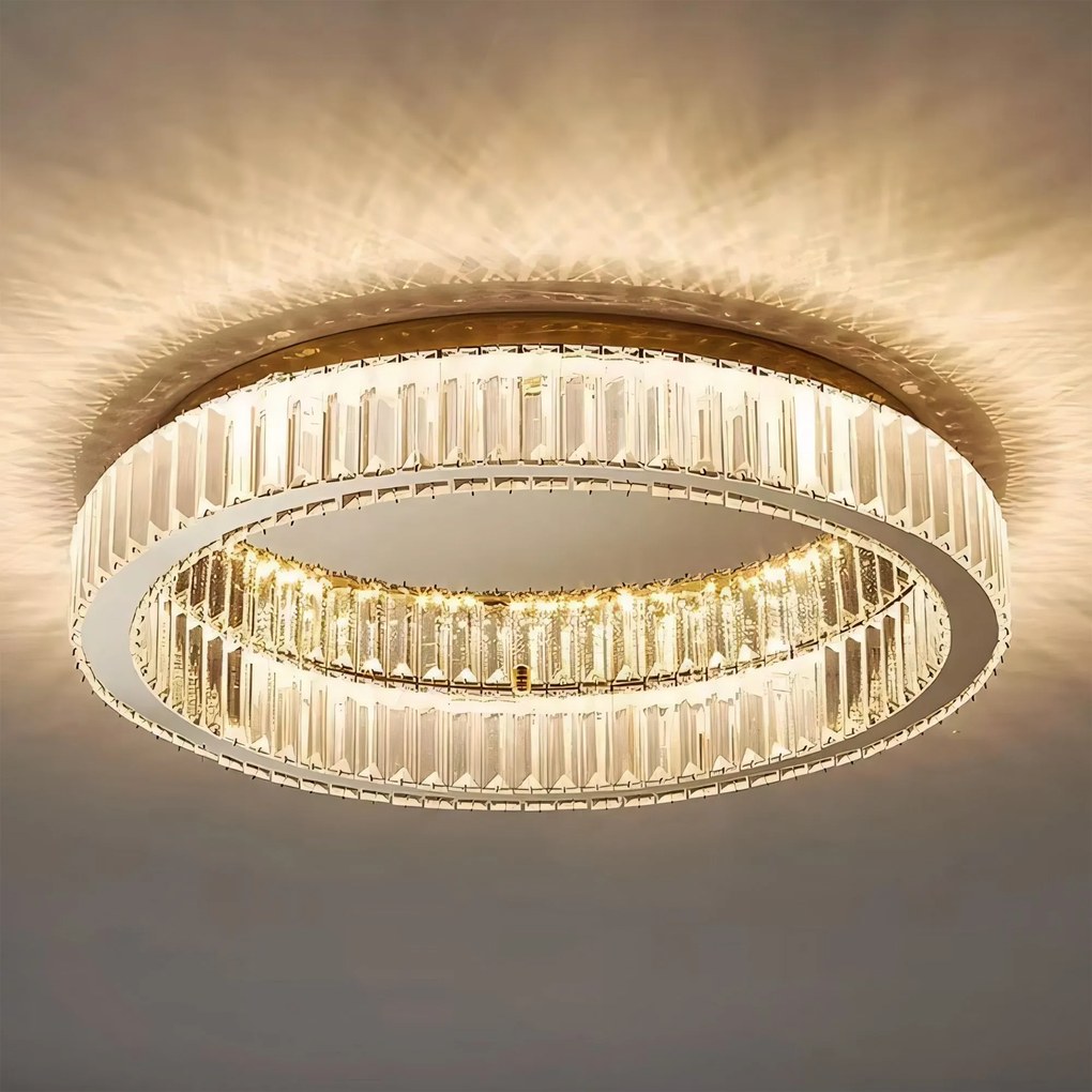 Toolight Toolight, LED stropní křišťálové svítidlo 39cm, 24W, 4000K, 1500lm, APP1719-C 40, zlatá lesklá, OSW-09300