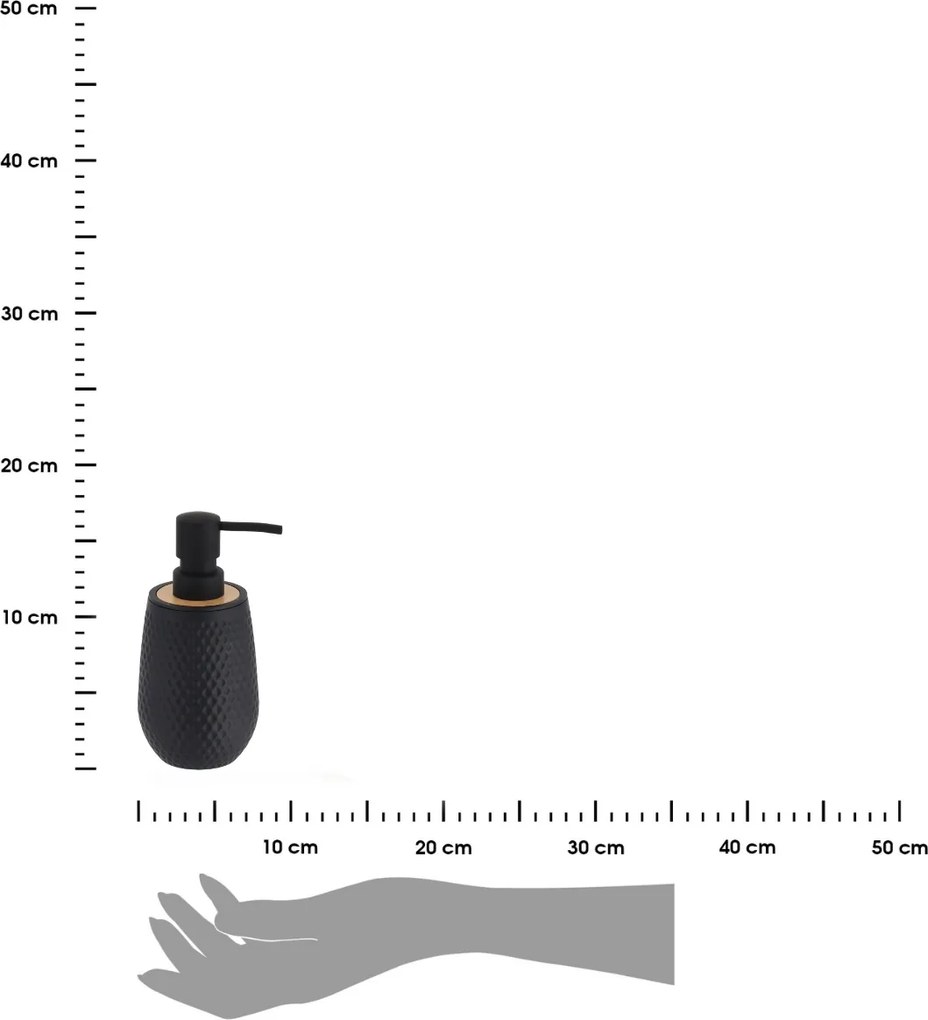 Dávkovač mýdla Tova, černá/s dřevěnými prvky, 280 ml