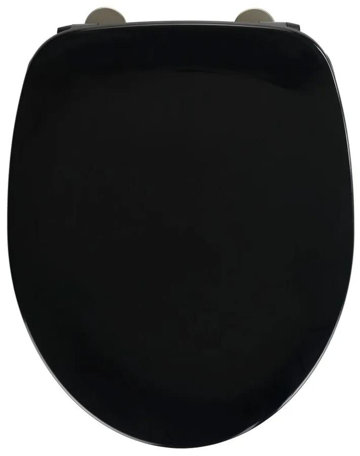 Černé WC sedátko se snadným zavíráním Wenko Armonia, 44,5 x 37 cm