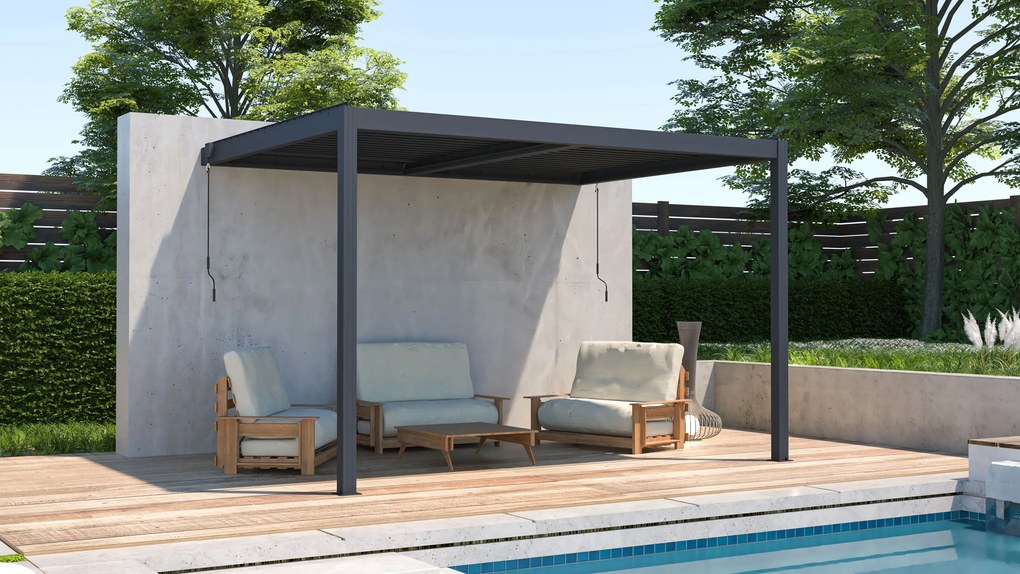 Bioklimatická pergola G21 Trenton Premium 4x3 m, antracitová hliníková