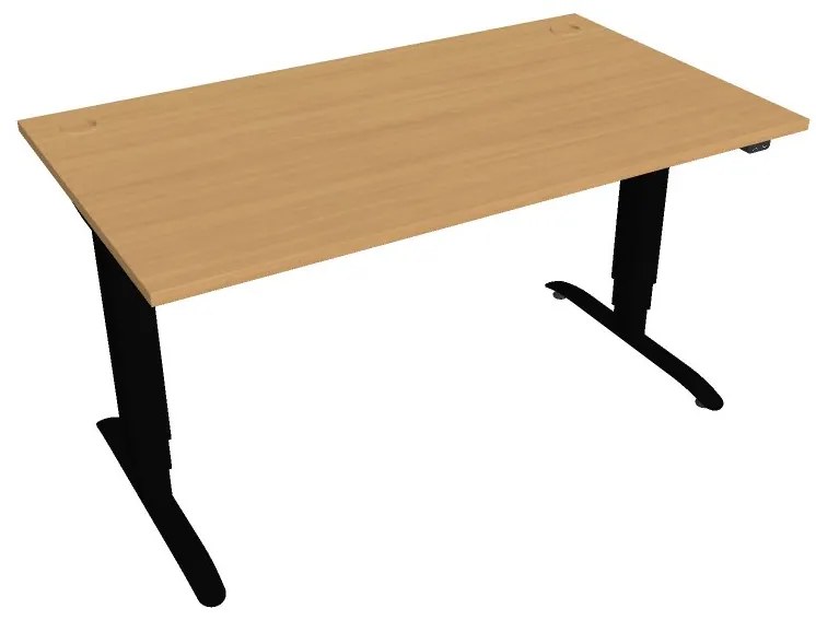 Elektr. nastavitelný stůl 140x80 - Hobis Motion MS 3 1400 Dekor stolové desky: buk, Barva kovové podnože: černá