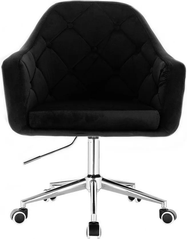 LuxuryForm DESIGN Otočné křeslo ANDORA VELUR na stříbrné podstavě s kolečky - černé