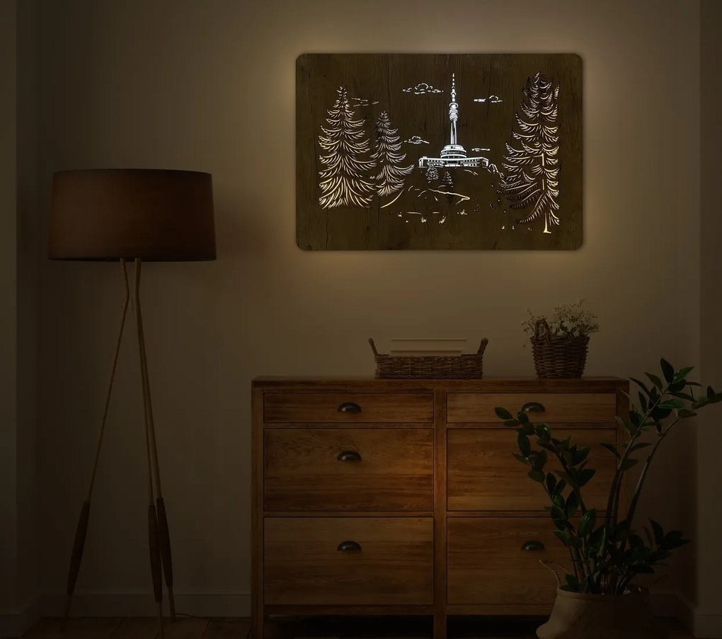 Li-Go "Praděd" světelný obraz 230V 90x62 cm provedení povrchu: ořech