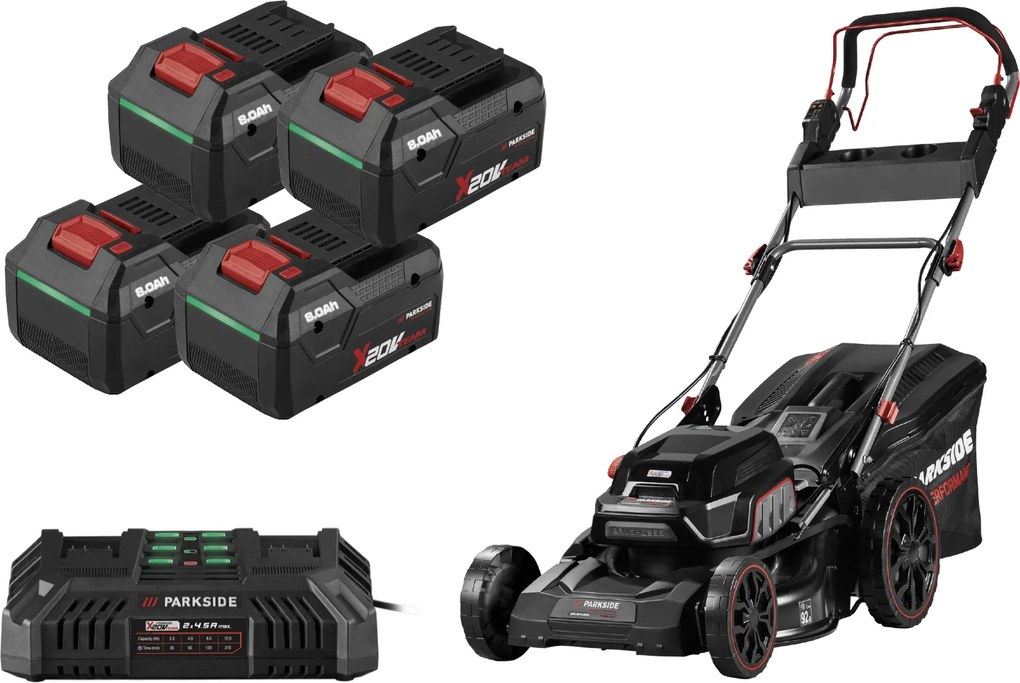 Parkside Performance® Aku sekačka na trávu Pprma 40-Li C3, 4x Smart 8 Ah