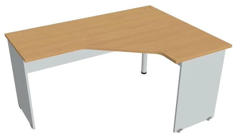 Stůl ergo levý 160*120 cm - Hobis Gate GEV 60 L Dekor stolové desky: buk, Dekor lamino podnože: šedá, Barva nohy: stříbrná