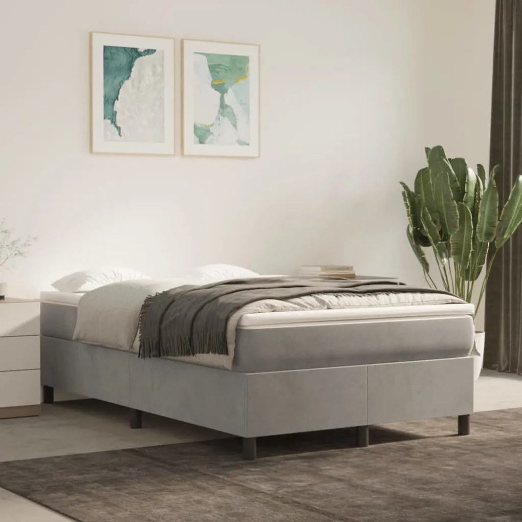 Box spring postel s matrací světle šedá 120x190 cm samet 3269703