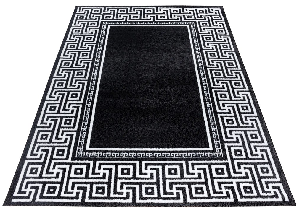 Ayyildiz, Kusový koberec Parma 9340 black, 80x300, černobílá, chodba / předsíň