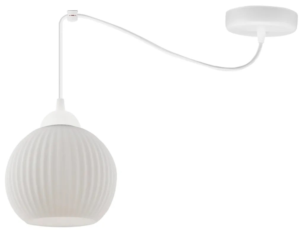 Závěsné svítidlo Riffle Round Spider, 1x bílé skleněné stínítko, w