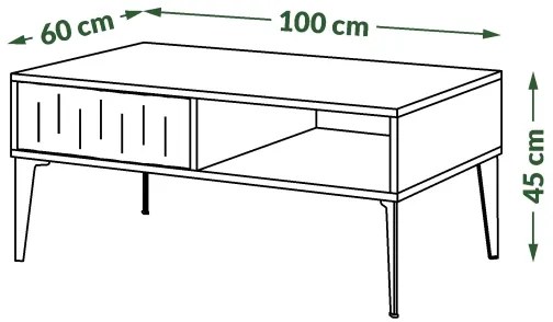 Konferenční stolek se zásuvkou RONJA taupe/černá