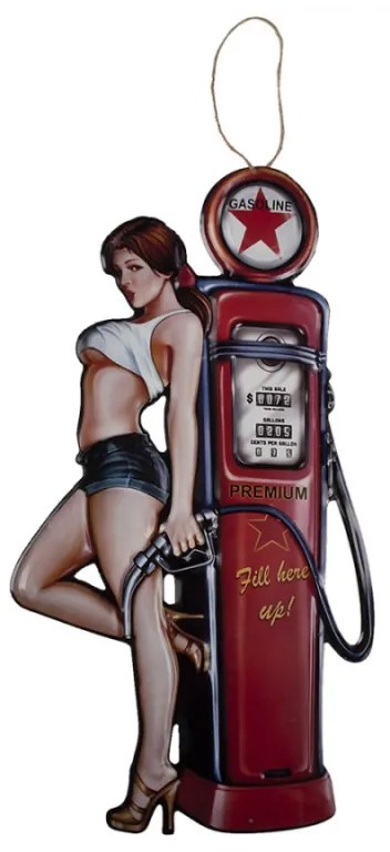 Nástěnná kovová cedule Gasoline – 43x1x80 cm