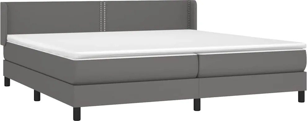 Box spring postel s matrací šedá 200x200 cm umělá kůže 3130743