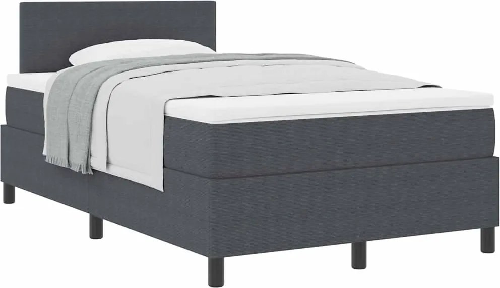 Postel s boxspringem s čelo Tmavě šedá a bílá 120 x 190 cm 3337504