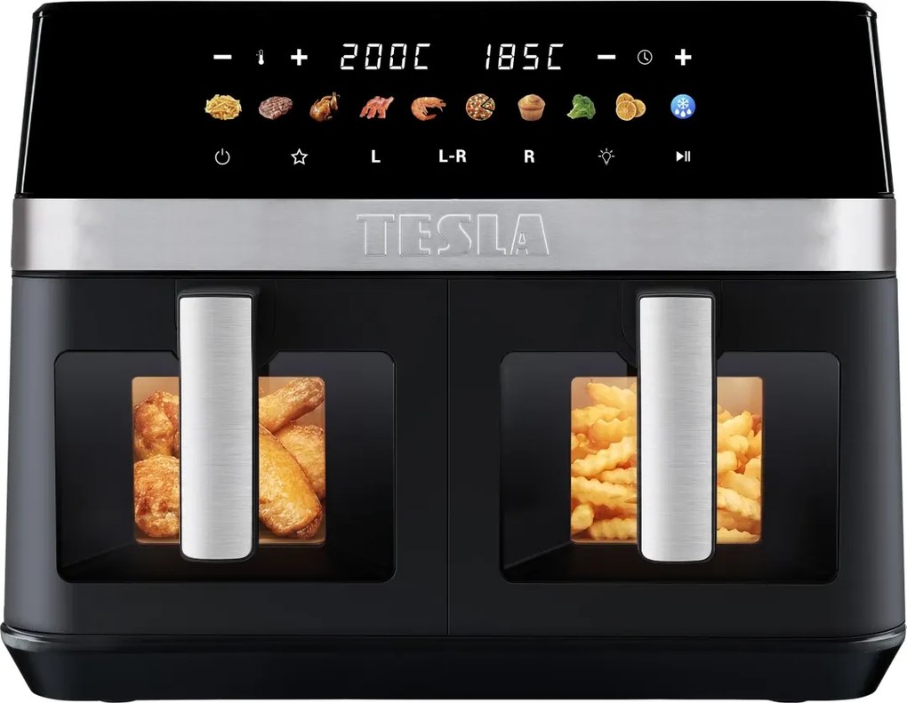 TESLA AirCook DualZone Q787 XXL Deluxe - multifunkční duální digitální horkovzdušná fritéza 2v1