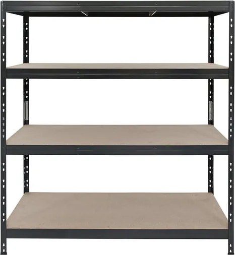 Kovový regál RIVET PRO 180x150x45 DTD dřevotříska 4 úrovně antracitová šedá